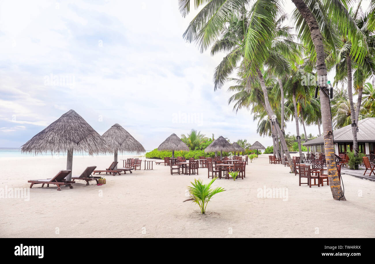 View of beautiful tropical beach at sea resort Stock Photo - Alamy