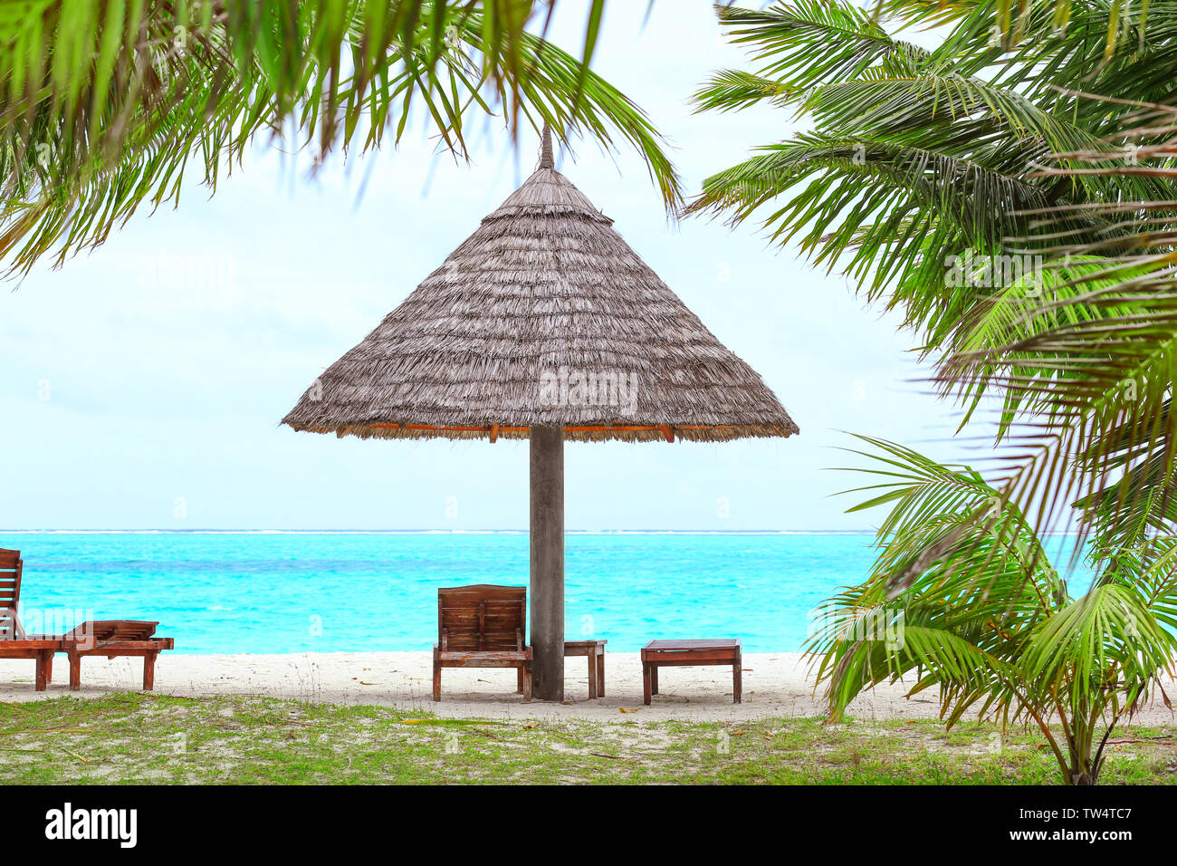 Beautiful view of rest zone on beach Stock Photo - Alamy