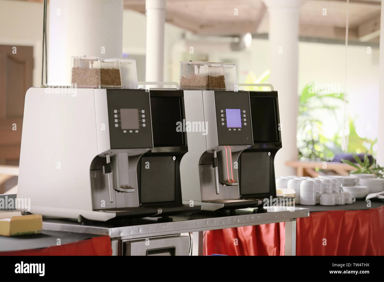 Modern coffee machine in cafe Stock Photo - Alamy
