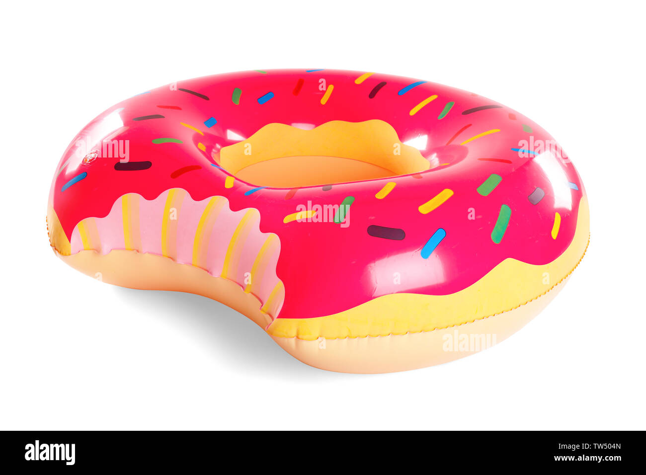Big inflatable donut on white background Stock Photo - Alamy