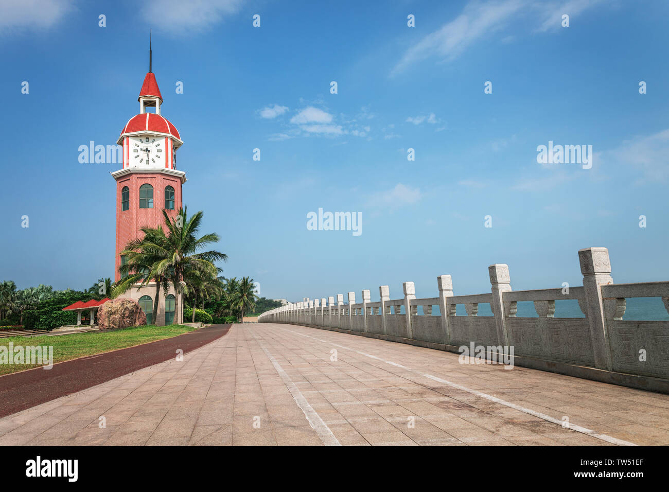 Scenery of the clock tower on the west coast of Haikou Stock Photo - Alamy