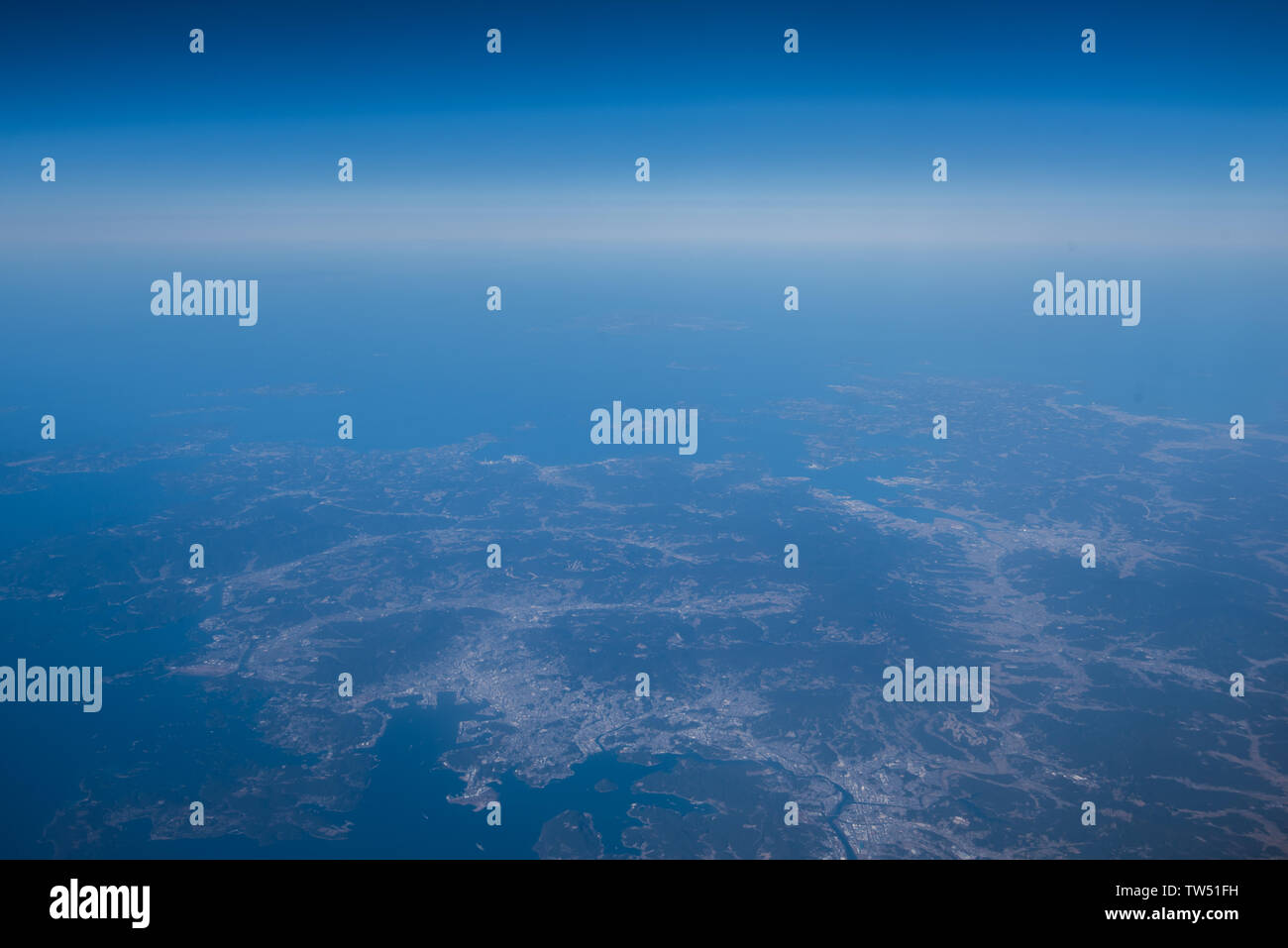 Look at the land from high altitude, over Japan Stock Photo - Alamy
