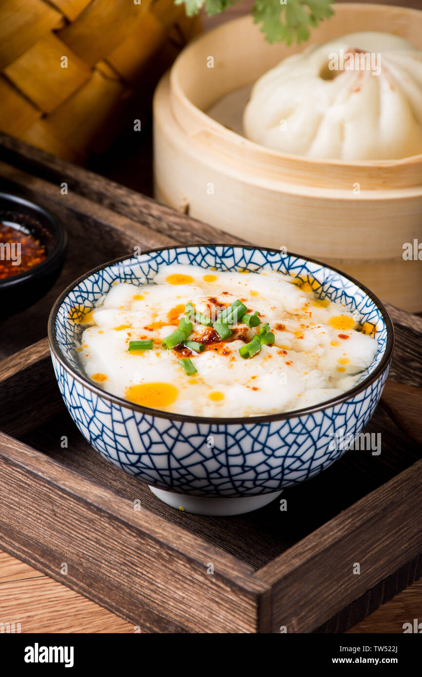 Tofu brain famous traditional snacks, also known as tofu flowers, bean ...