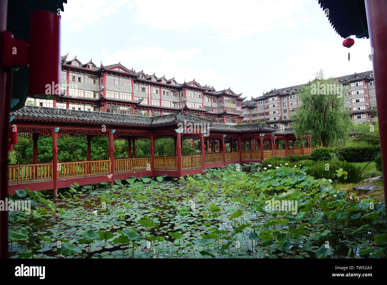 Antique architecture and lotus pavilion lotus Stock Photo - Alamy