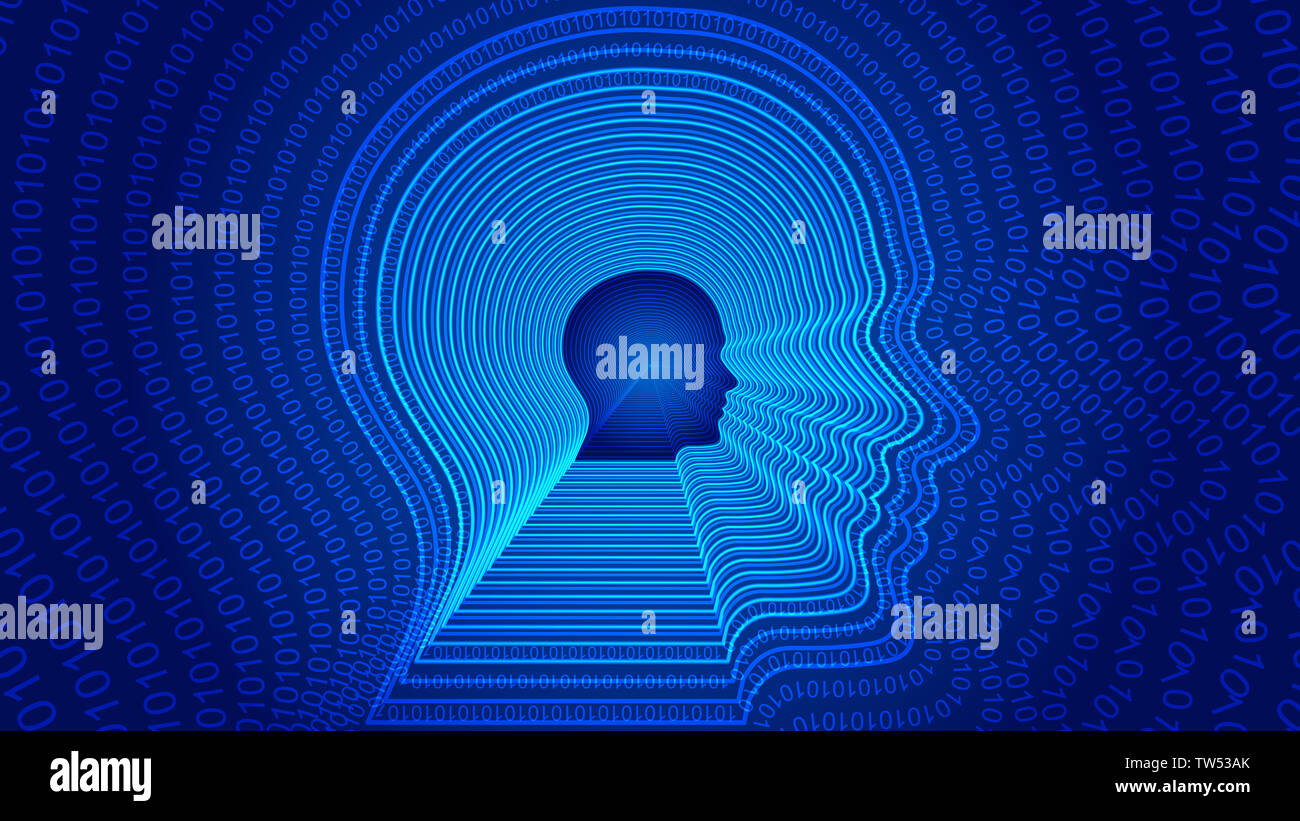 AI artificial intelligence, lines and numbers form the outline of the ...