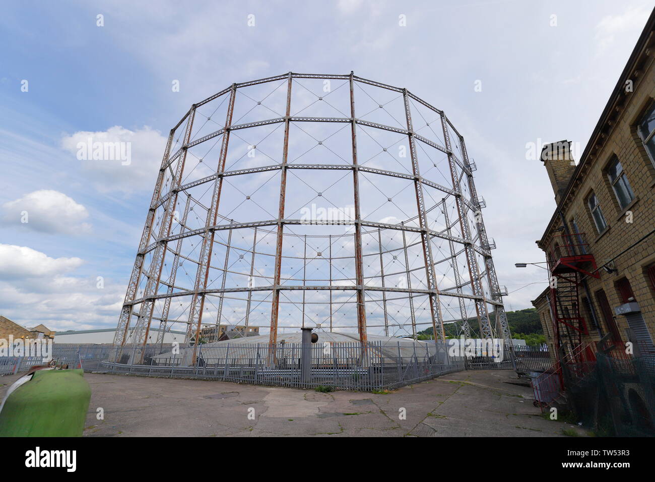An empty Gasometer used for storing gas Stock Photo - Alamy