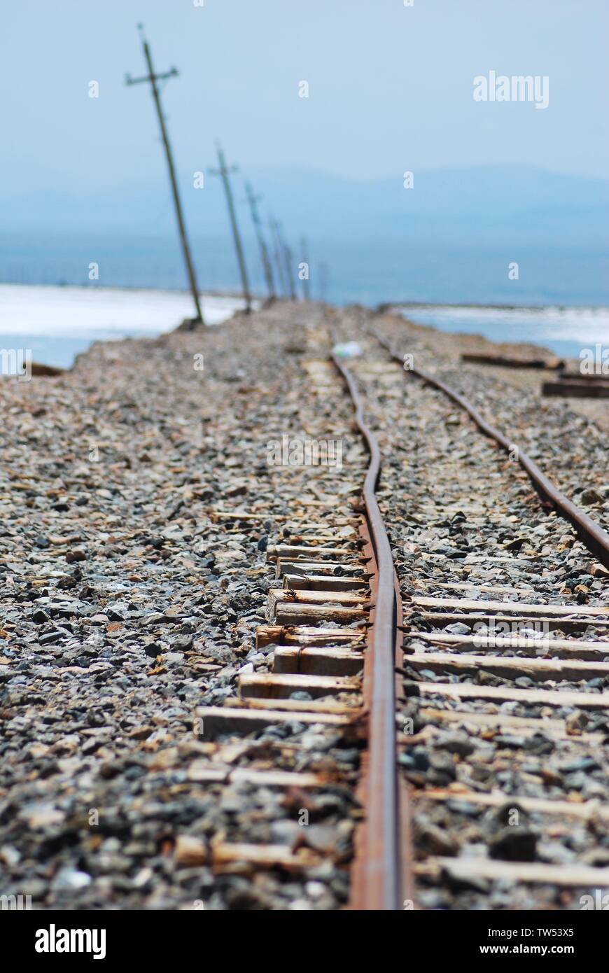 The railway at Chaka Salt Lake Stock Photo - Alamy