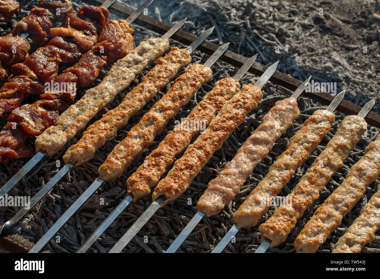 Kebab roasted on grill hi-res stock photography and images - Alamy