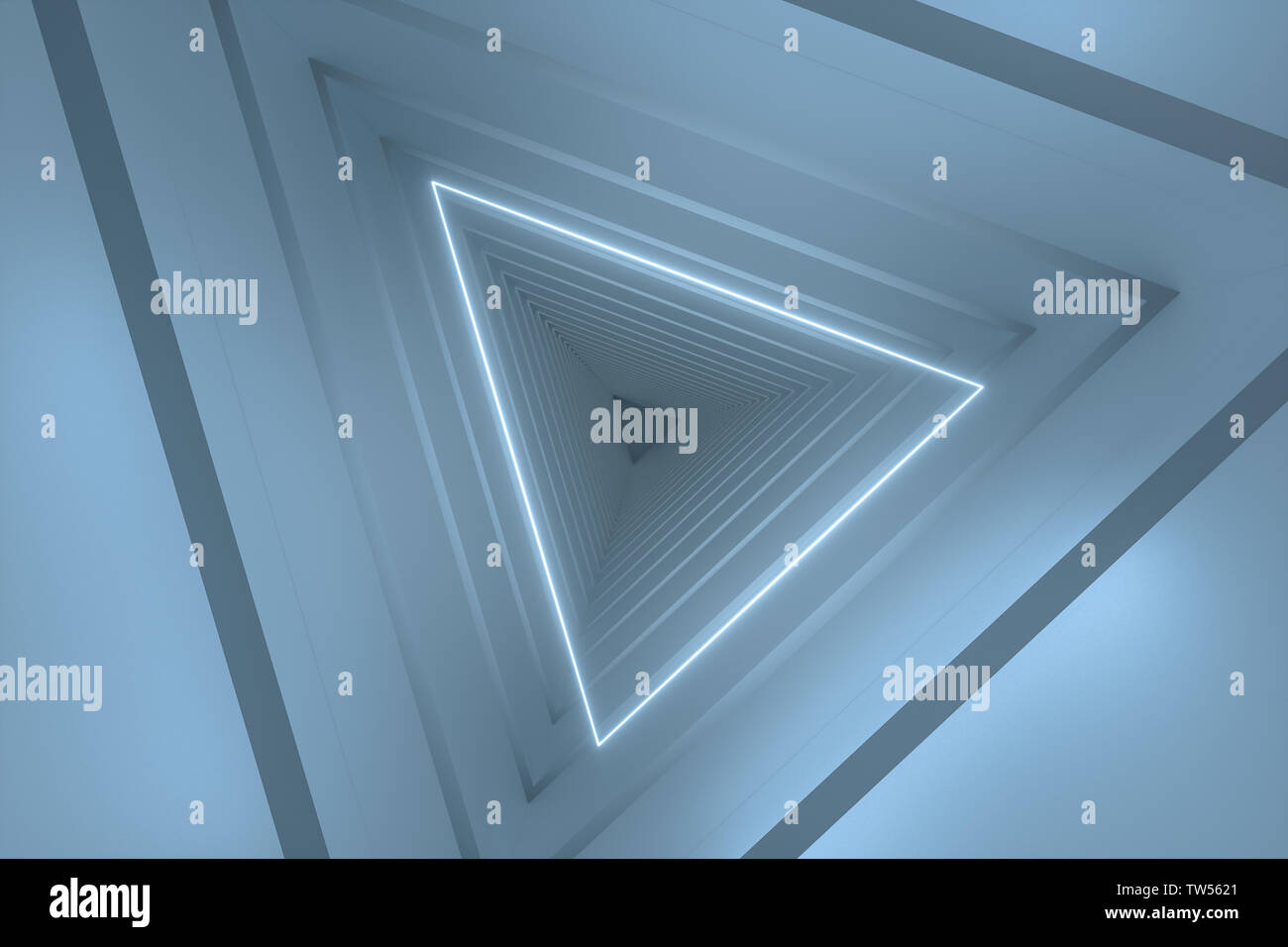 Three-dimensional rendering, luminous triangular channel Stock Photo ...