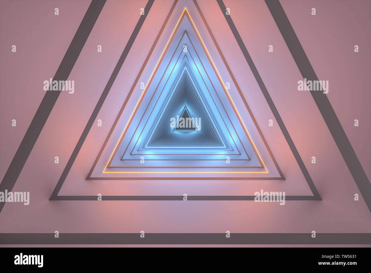 Three-dimensional rendering, luminous triangular channel Stock Photo ...