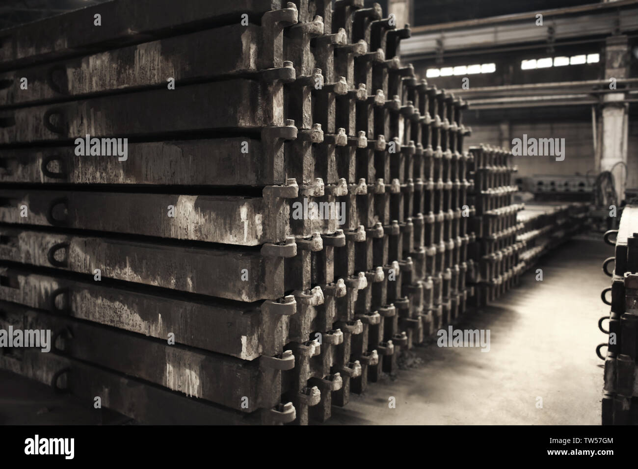 Stack of slabs in workshop of concrete batching plant Stock Photo - Alamy