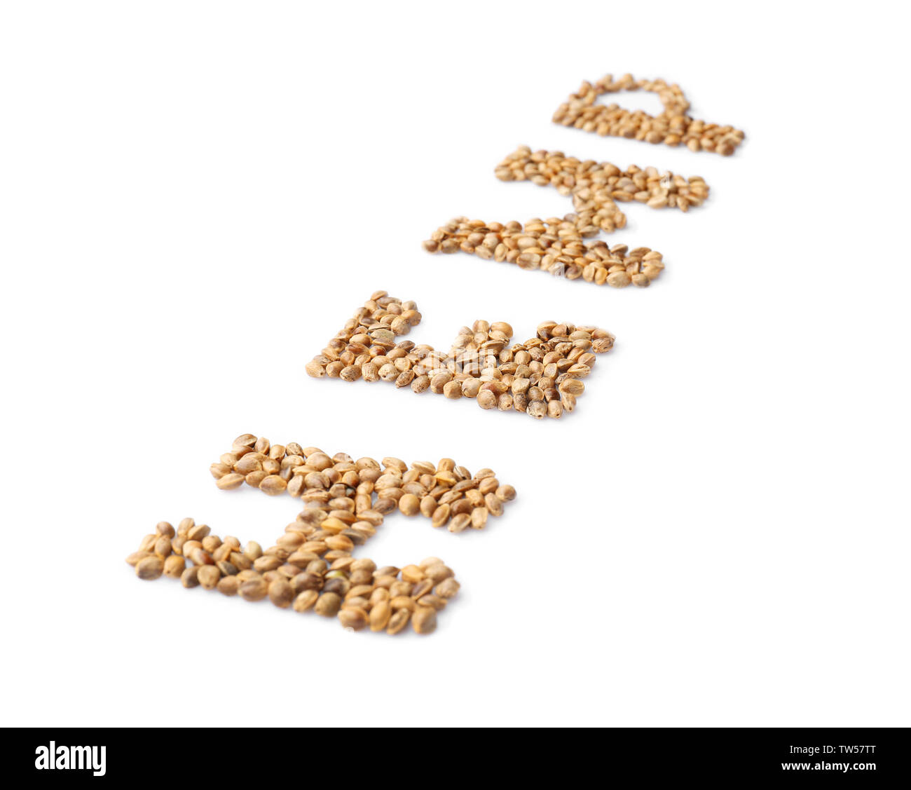 Word HEMP made of seeds on white background Stock Photo - Alamy