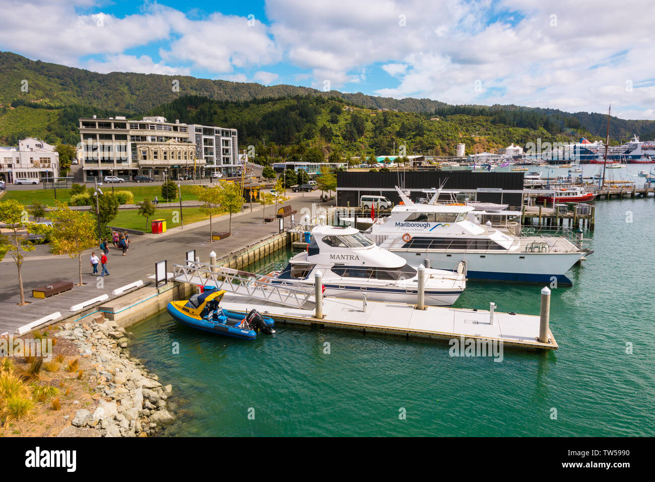 Marina, Picton ferry port and town, South Island, New Zealand Stock ...