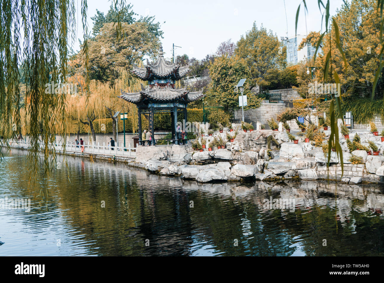 Scenery of Black Tiger Spring Moat Park in Jinan, Shandong Province ...
