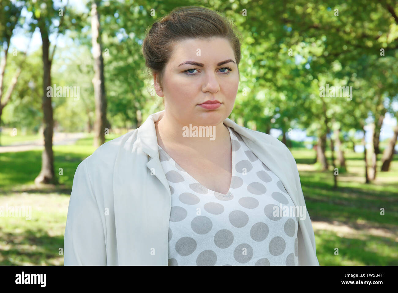 Overweight woman, outdoors Stock Photo - Alamy