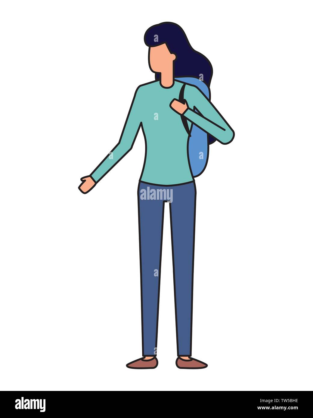 woman with backpack character white background Stock Vector Image & Art ...