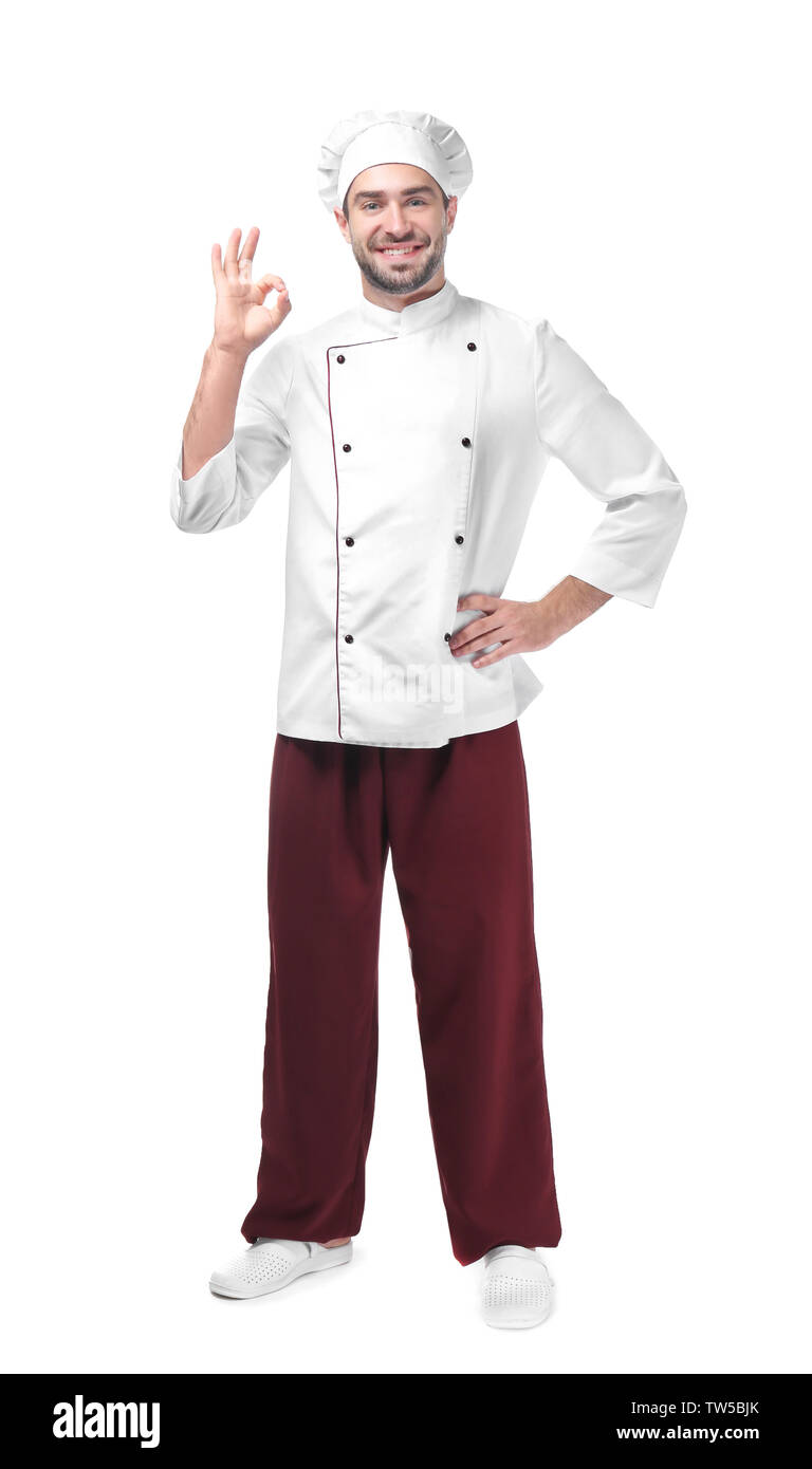 Young male chef isolated on white Stock Photo - Alamy