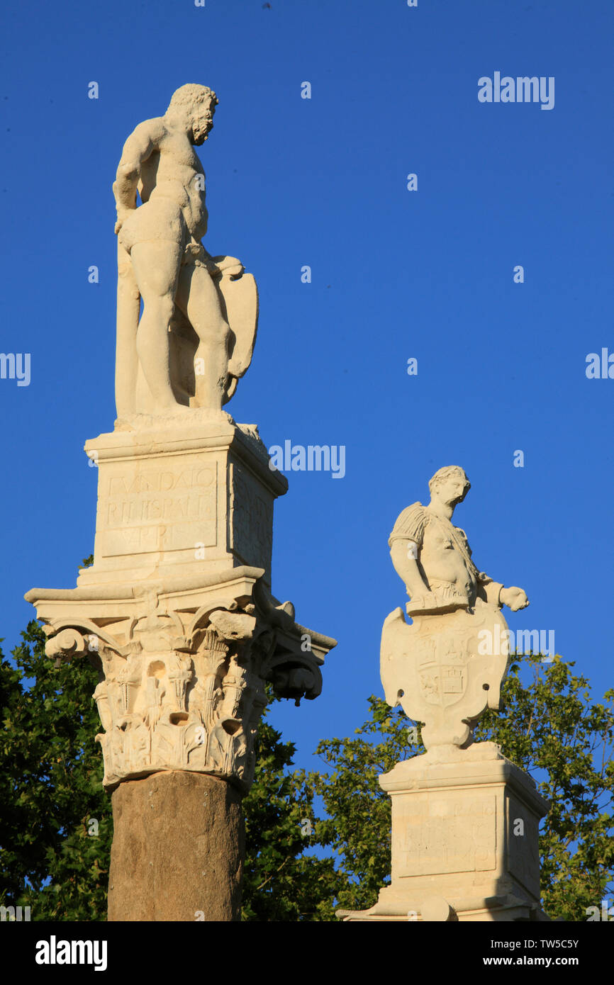 Spain; Andalusia; Seville; Alameda de Hercules, roman columns Stock ...