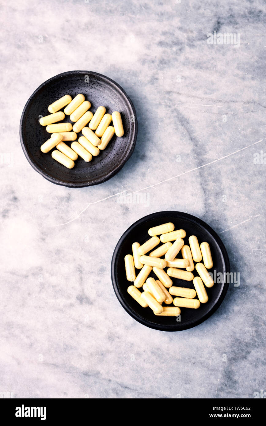 Coenzyme Q10 capsules. Concept for a healthy dietary supplementation ...