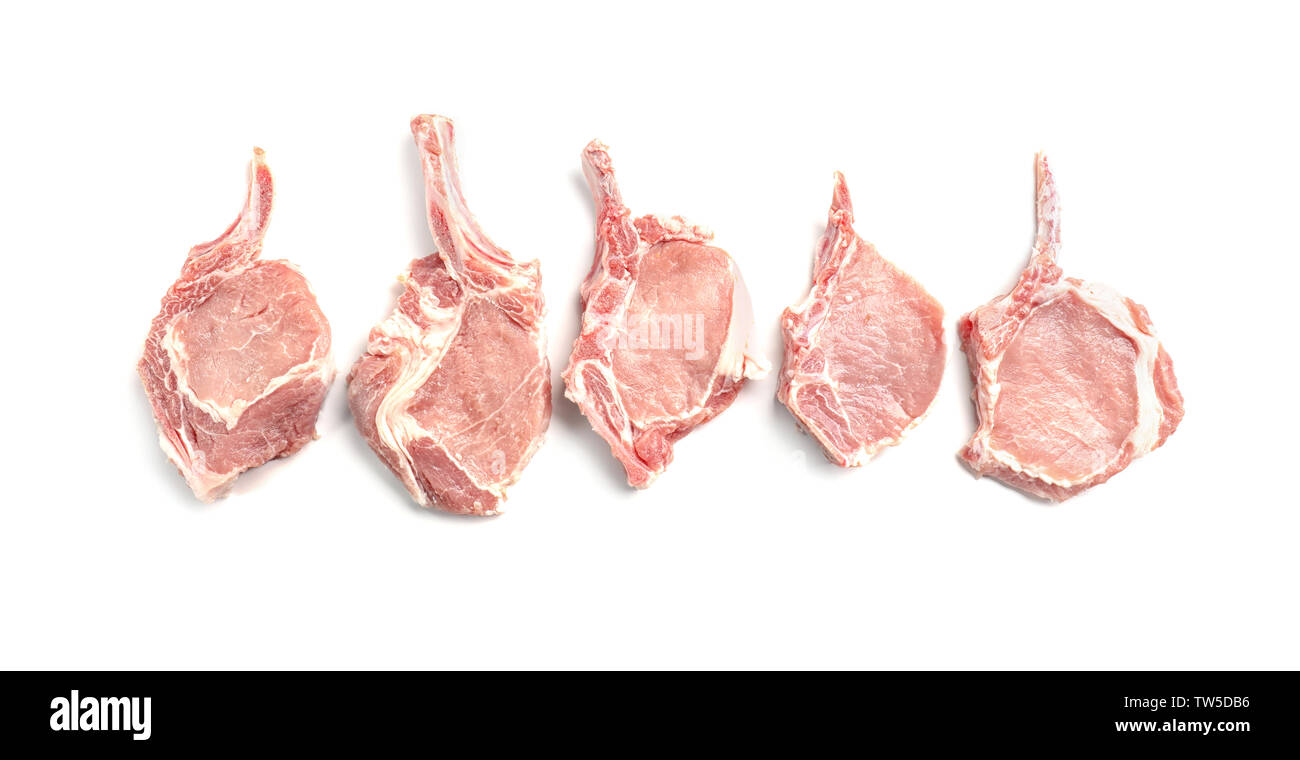 Fresh raw meat on white background Stock Photo - Alamy