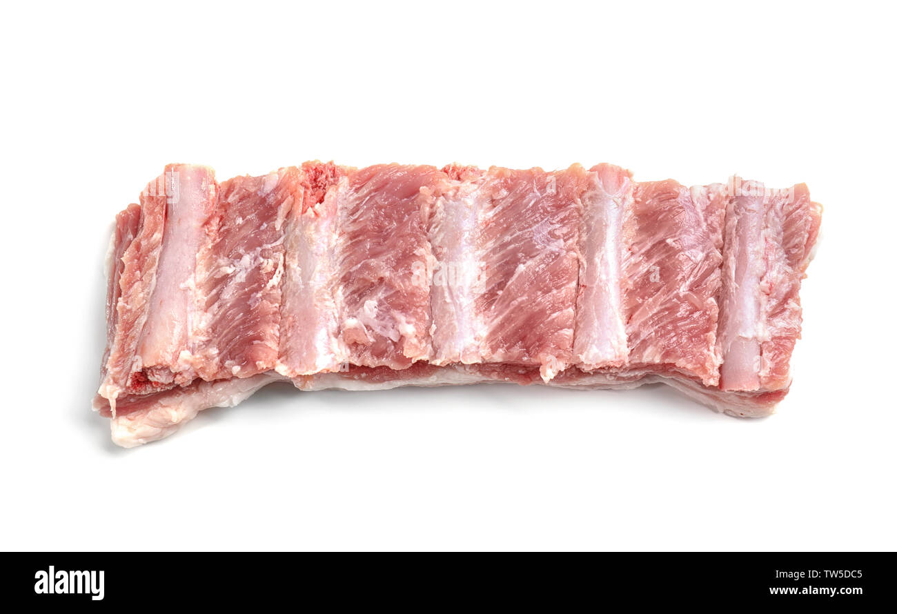 Fresh raw ribs on white background Stock Photo - Alamy