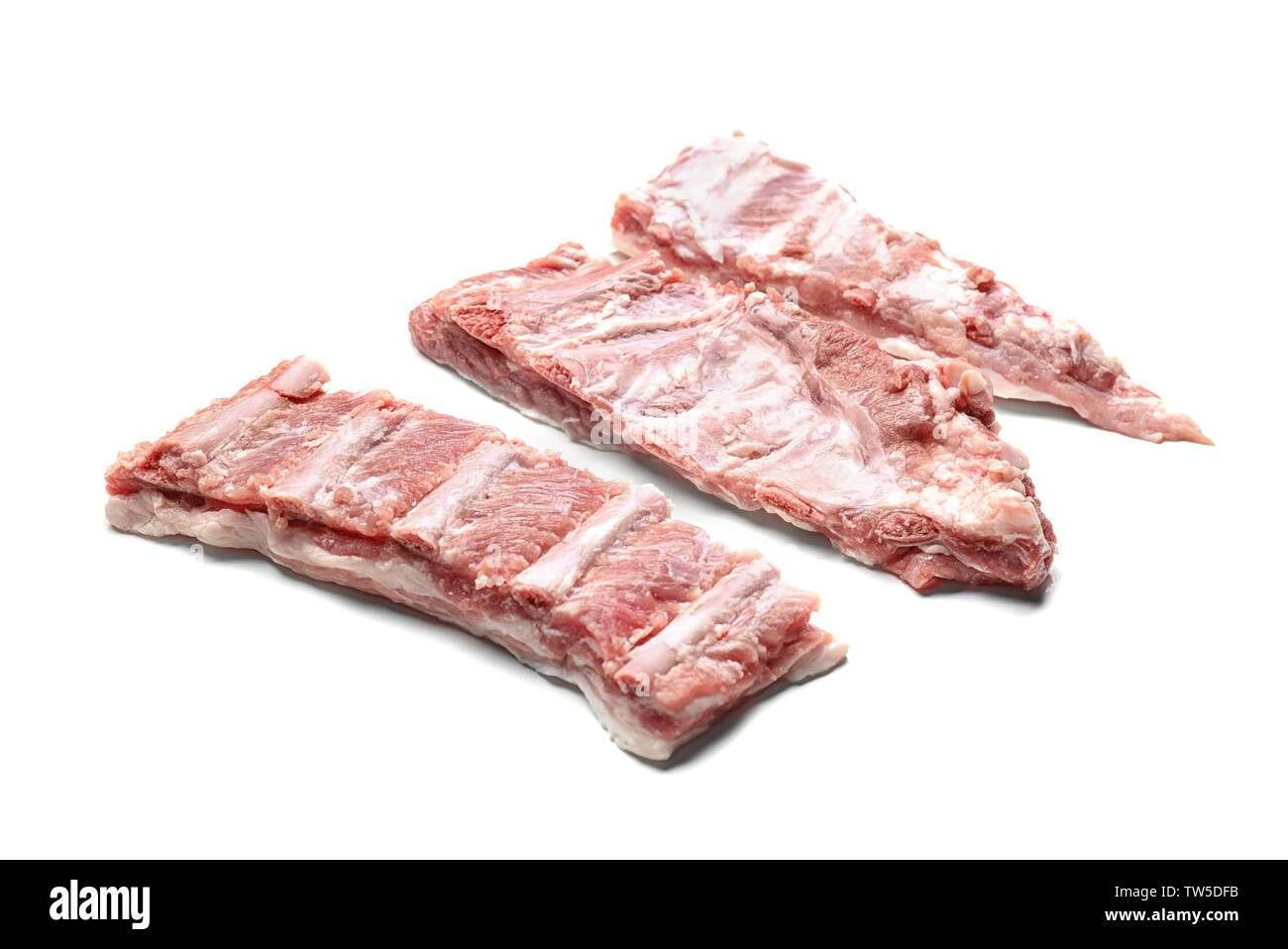 Fresh raw ribs on white background Stock Photo - Alamy