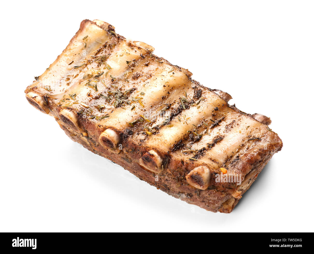 Grilled ribs on white background Stock Photo - Alamy
