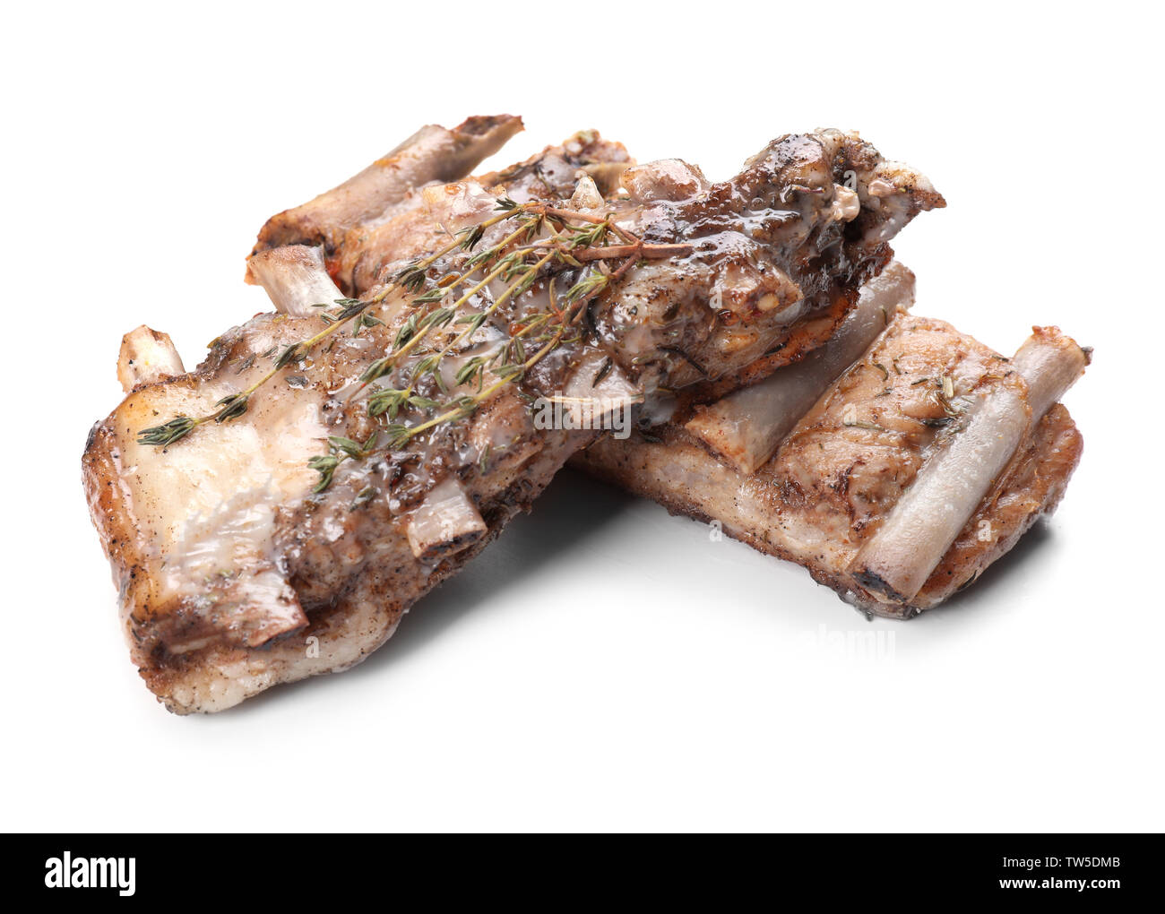 Grilled ribs on white background Stock Photo - Alamy