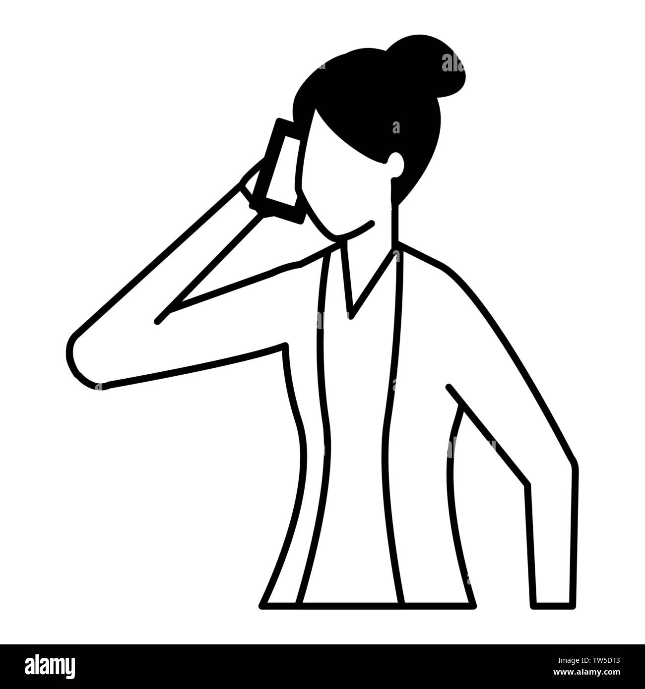 Smiling woman using cell Black and White Stock Photos & Images - Alamy