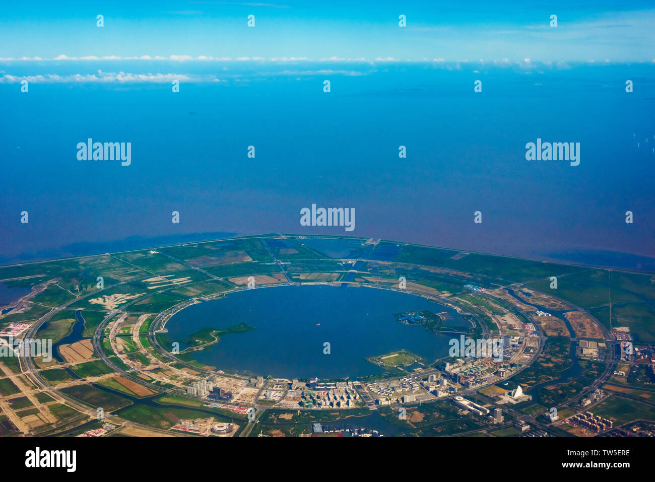 Aerial view of coastline, Shanghai, China Stock Photo - Alamy