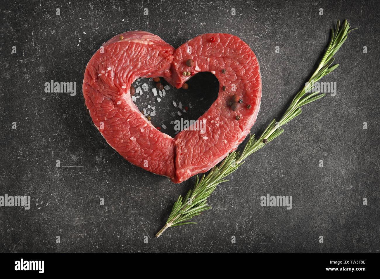 Heart shape raw fresh meat hi-res stock photography and images - Alamy