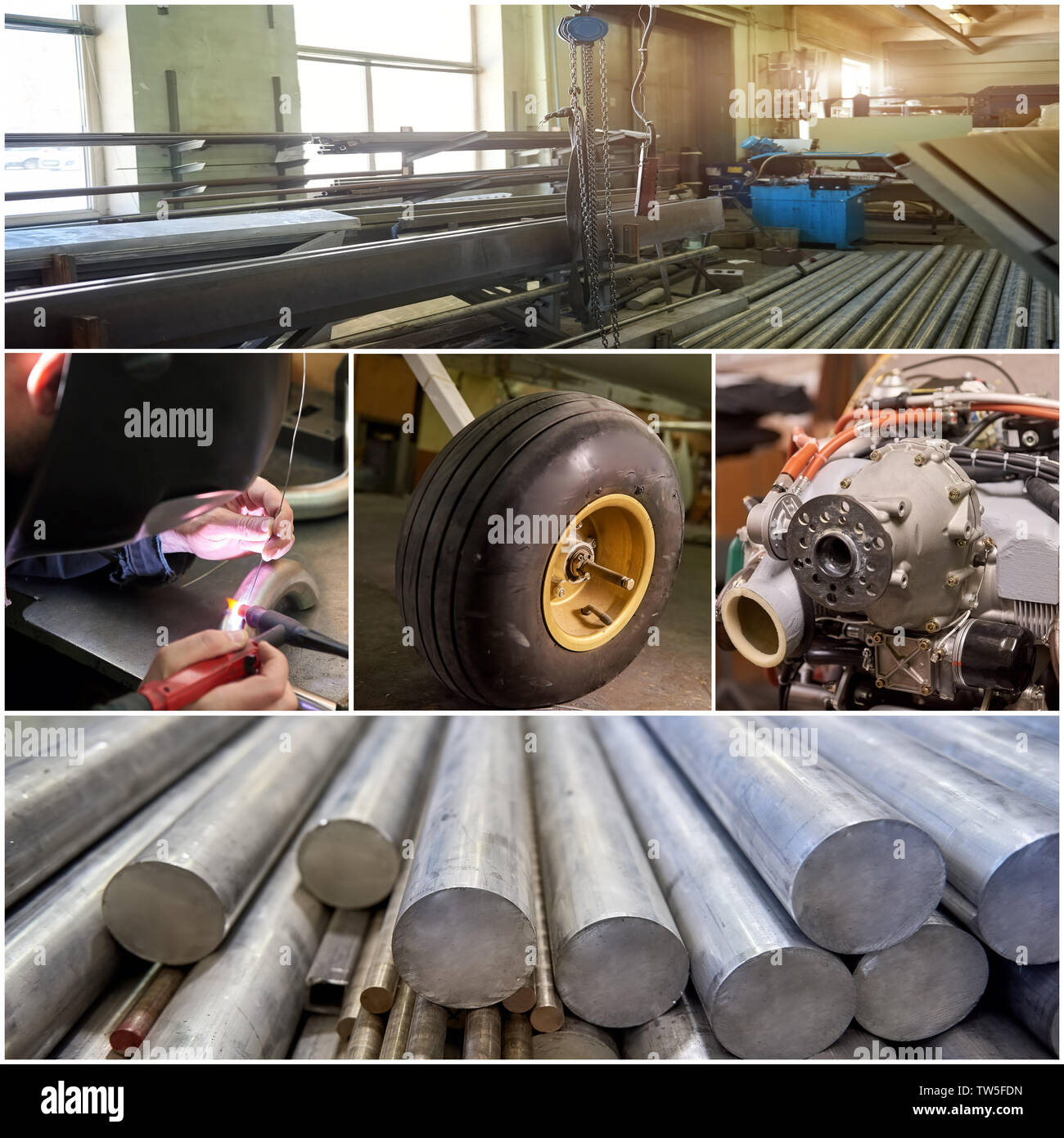 Airplane production, collage Stock Photo - Alamy