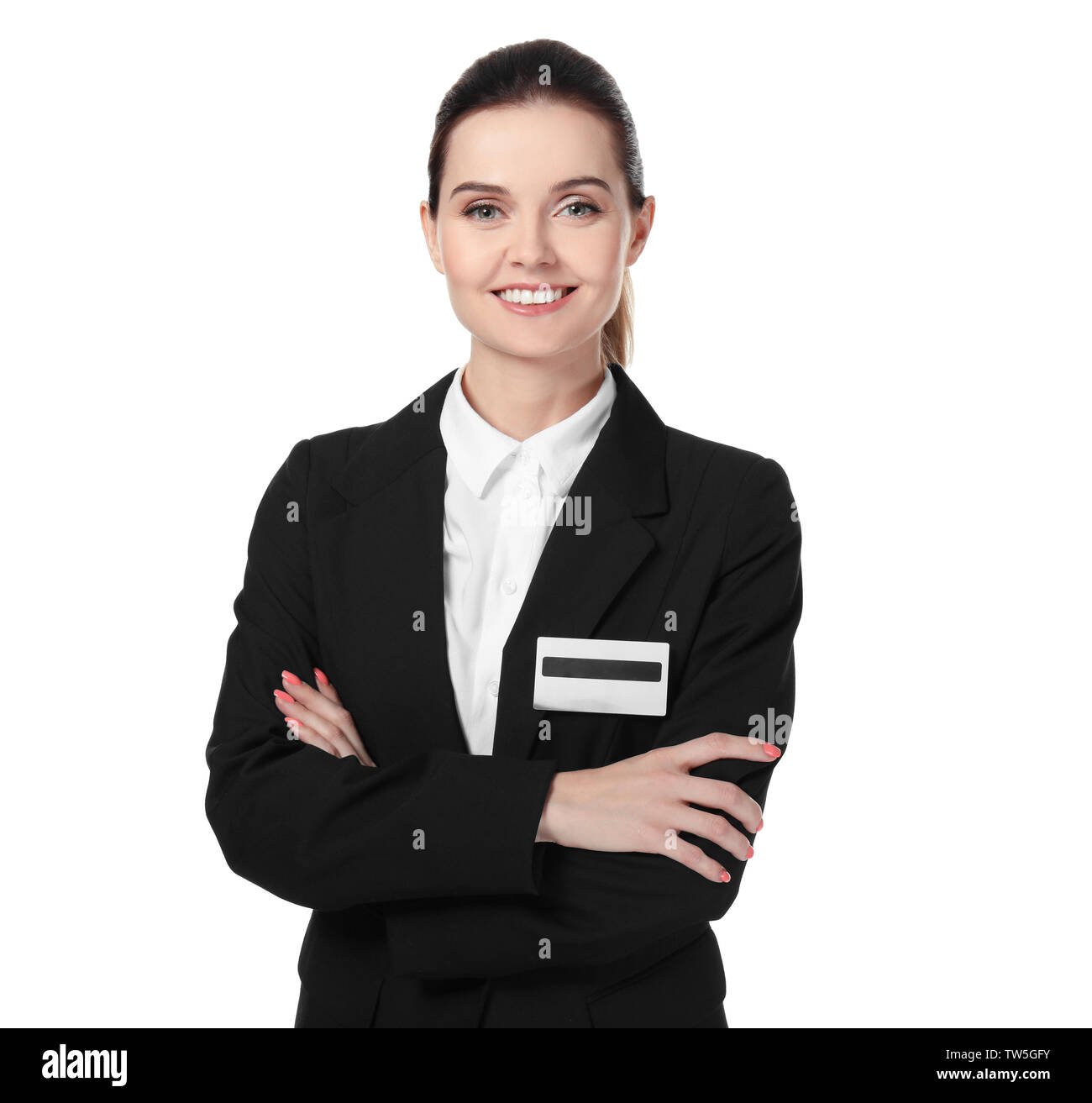 Female receptionist in formal uniform hi-res stock photography and ...