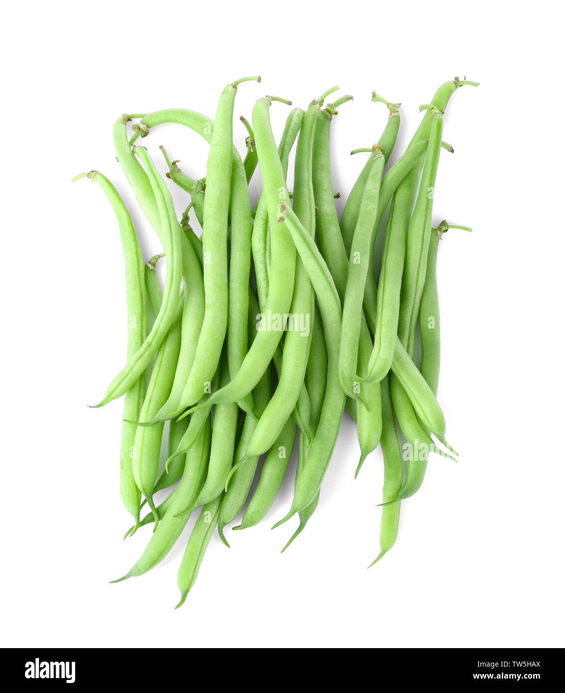 Fresh green beans on white background Stock Photo - Alamy