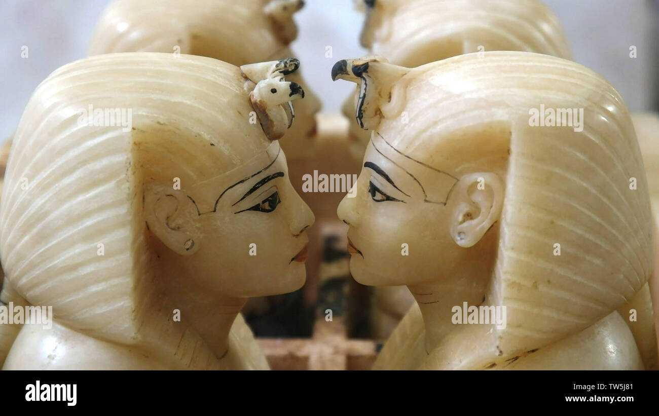 alabaster canopic jars in the egyptian museum, cairo Stock Photo - Alamy
