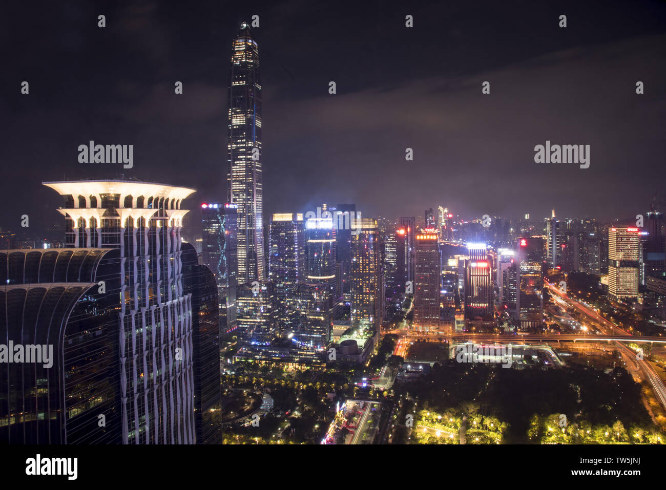 Night view of urban architecture in Shenzhen Stock Photo - Alamy