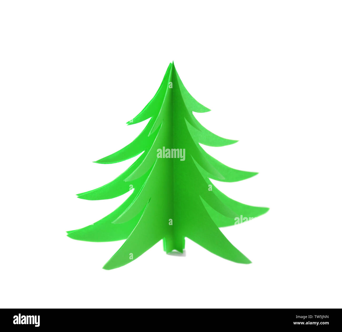Christmas tree made of paper on white background Stock Photo - Alamy