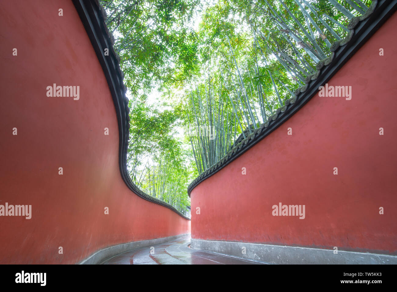 Red Wall and Bamboo Forest in Wuhou Temple Museum in Chengdu Stock ...