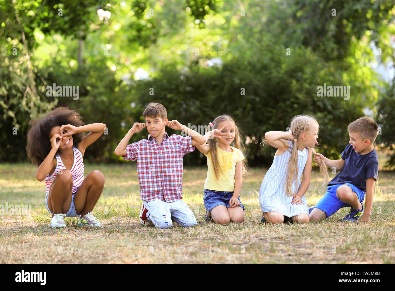 Group of children playing in the park Stock Photo - Alamy