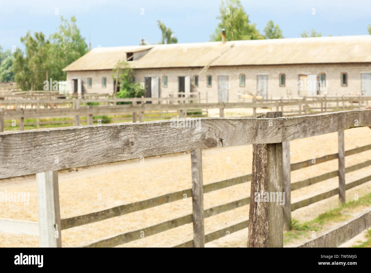 Enclosure on ostrich farm Stock Photo - Alamy