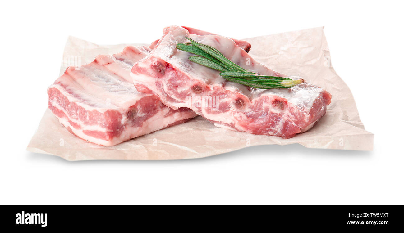 Fresh raw pork ribs isolated on white Stock Photo - Alamy