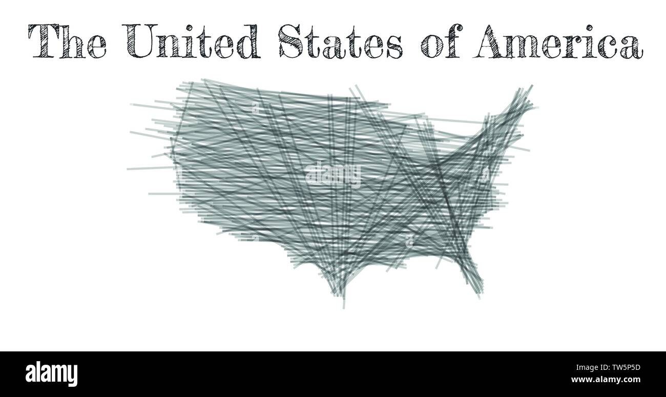 Scribble map of United States of America. Sketch Country map black for ...