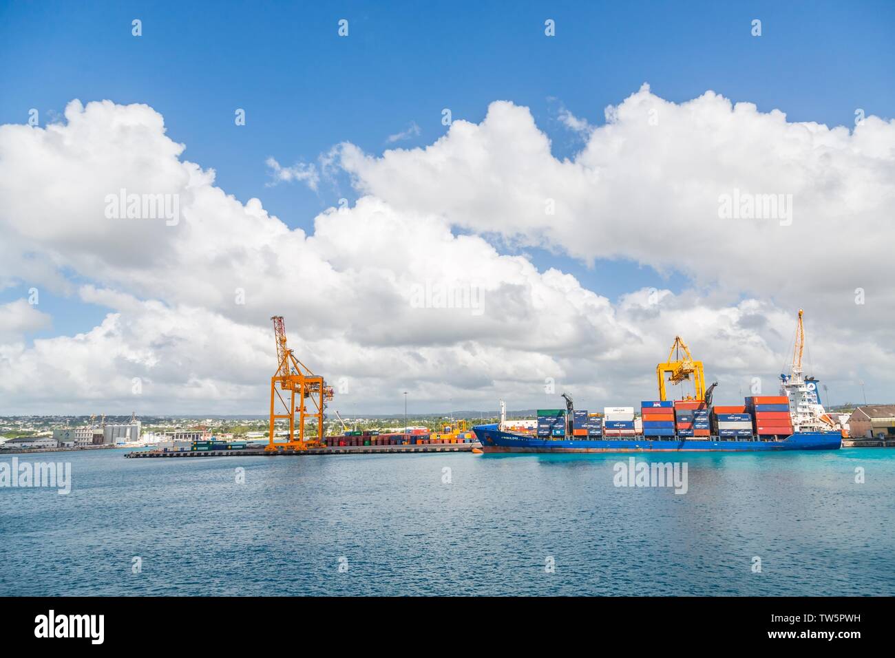 BRIDGETOWN, BARBADOS - December 9, 2016: Freighters now carry most of ...
