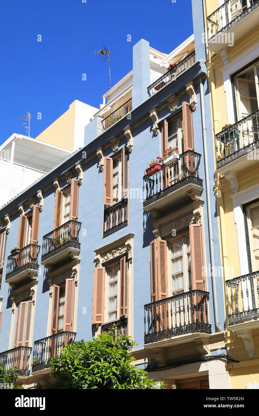 Architecture in the arty Soho district, in Malaga city, in Spain ...