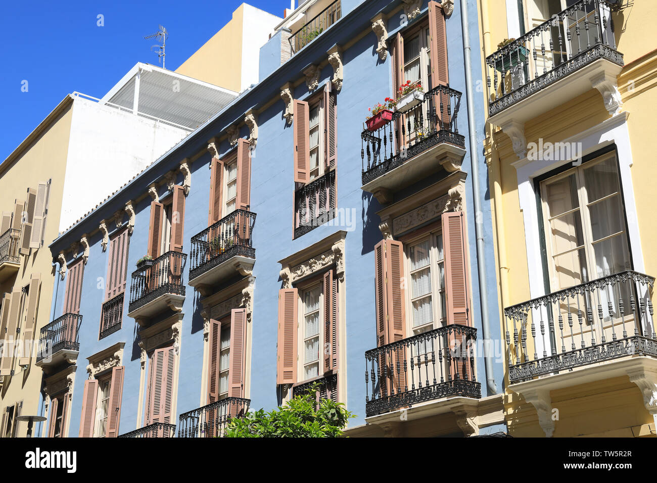 Architecture in the arty Soho district, in Malaga city, in Spain ...
