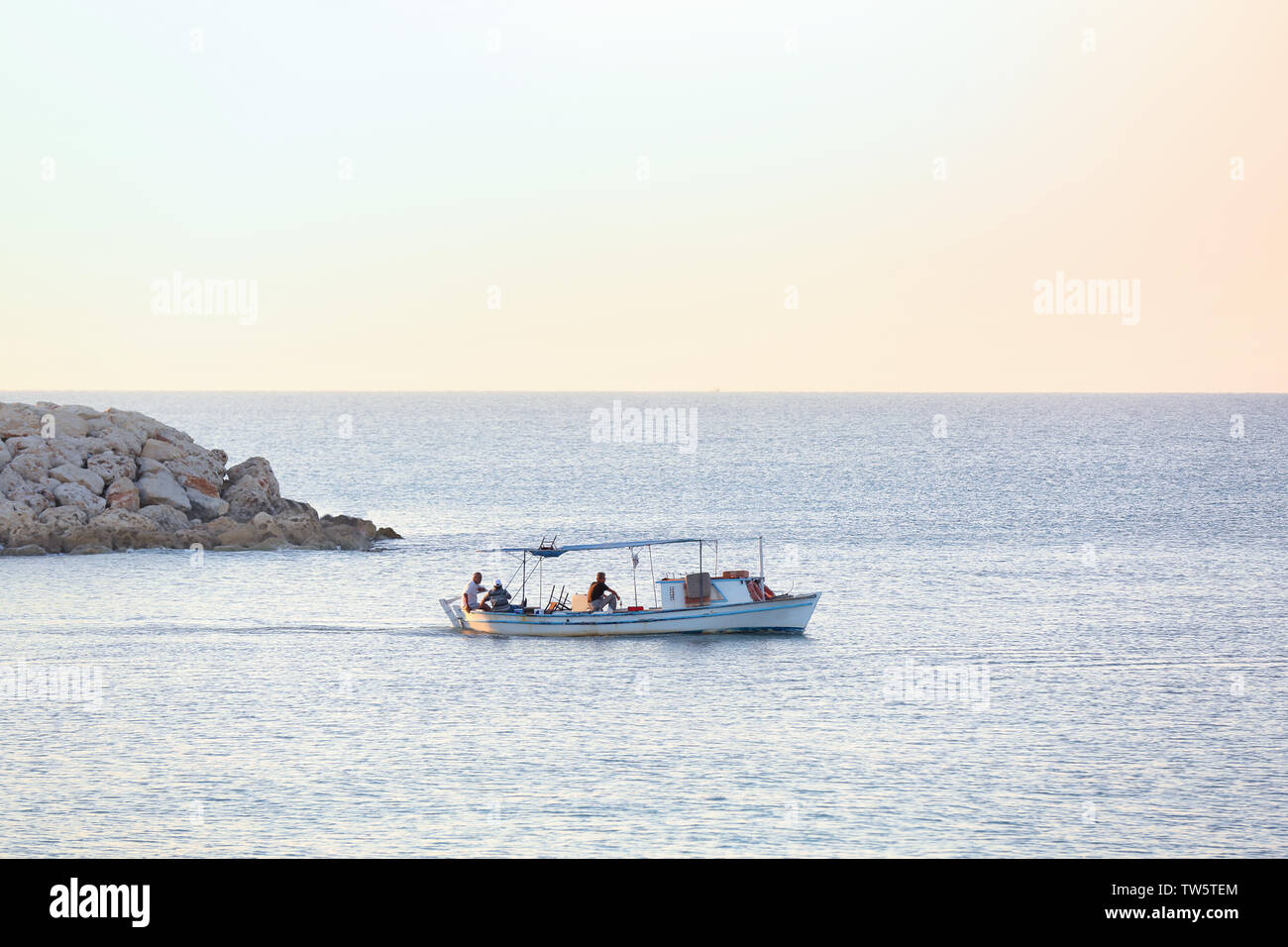 Beautiful seascape with boat Stock Photo - Alamy