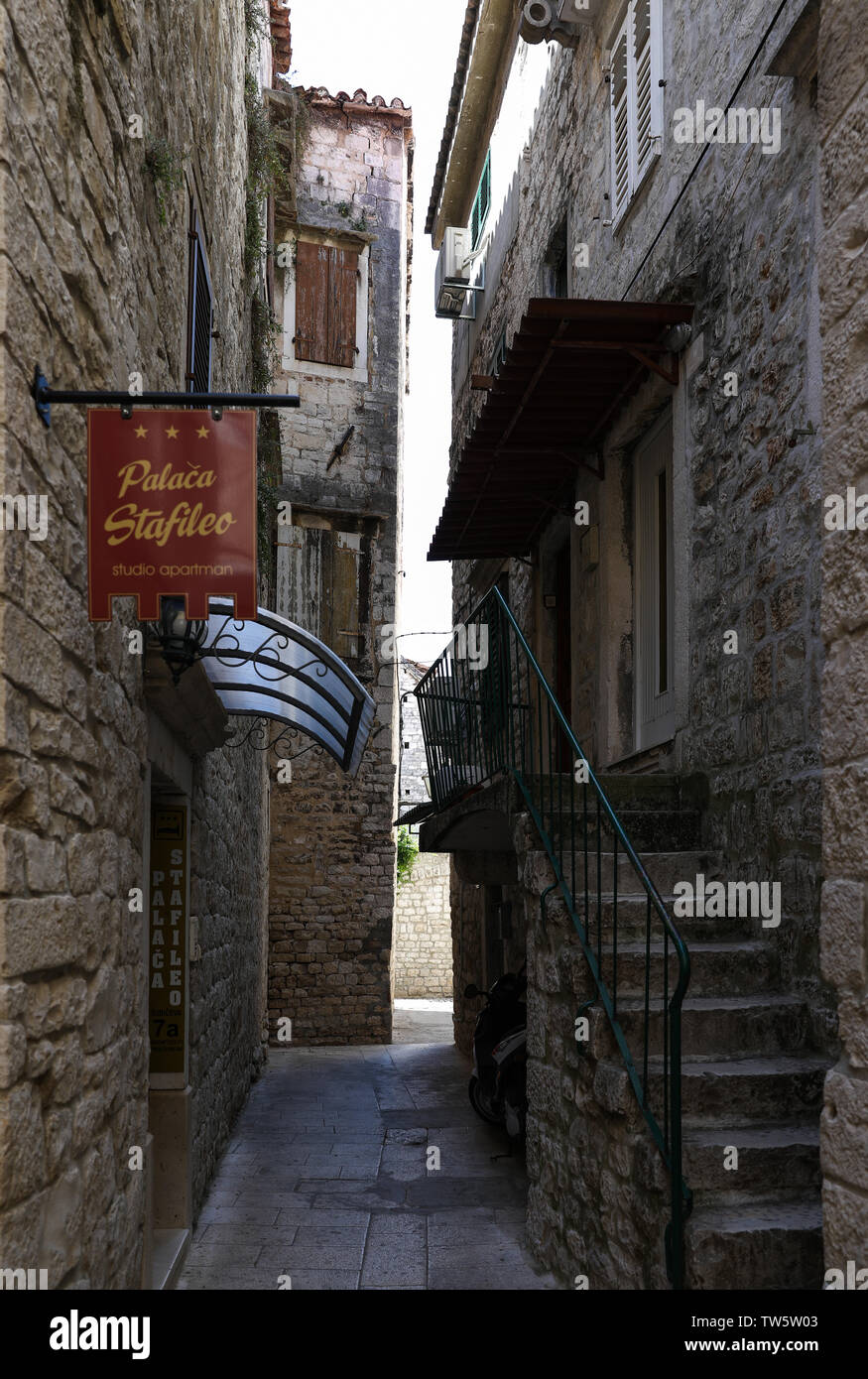 Long and narrow ways walking in the ancient city when all the buildings ...