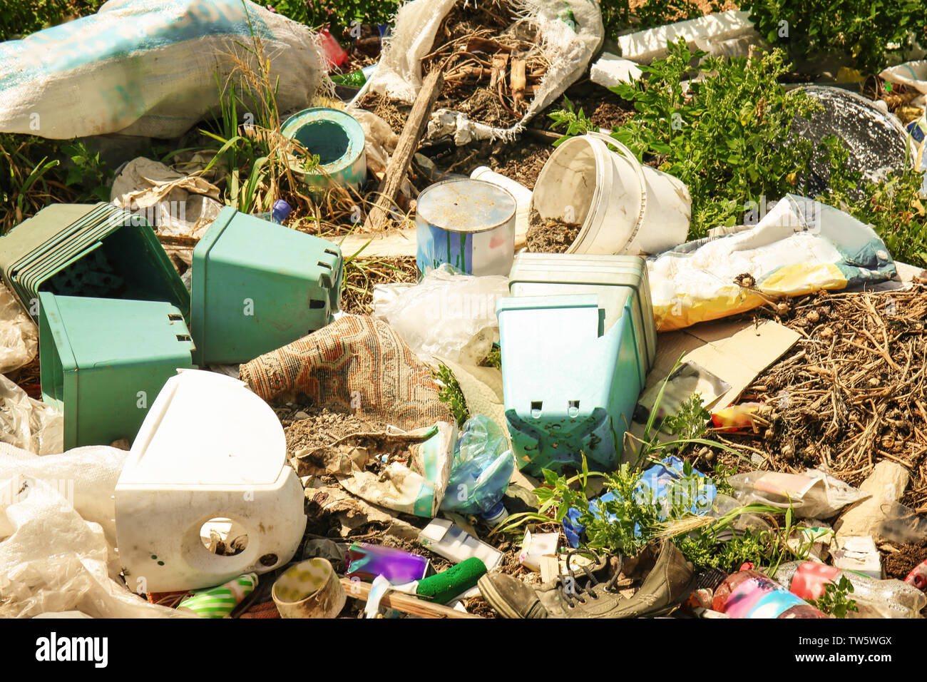 Garbage and wastes at spontaneous dump Stock Photo - Alamy