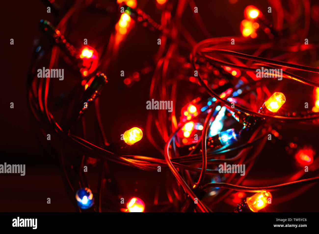 Christmas lights glowing, close up Stock Photo - Alamy
