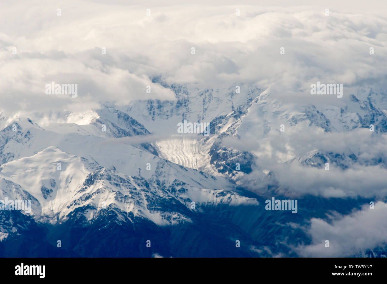 Aerial view of Mt. Tianshan (Heavenly Mountain), Xinjiang Province ...